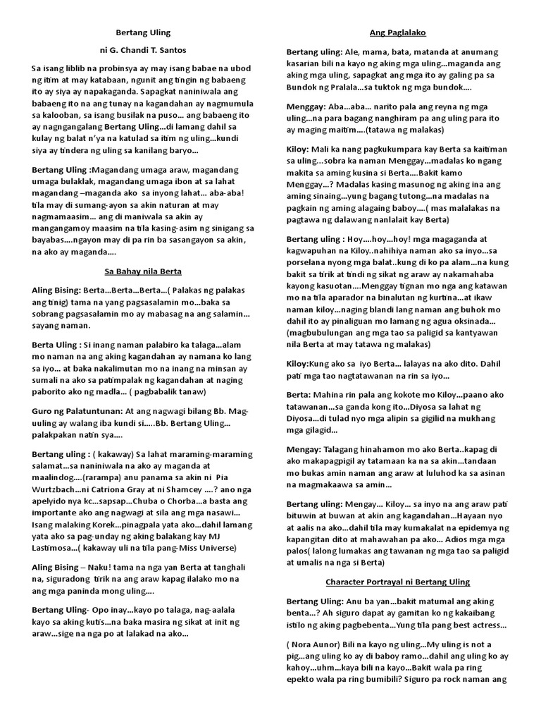 Bertang Uling - Malikhaing Pagkukwento | PDF