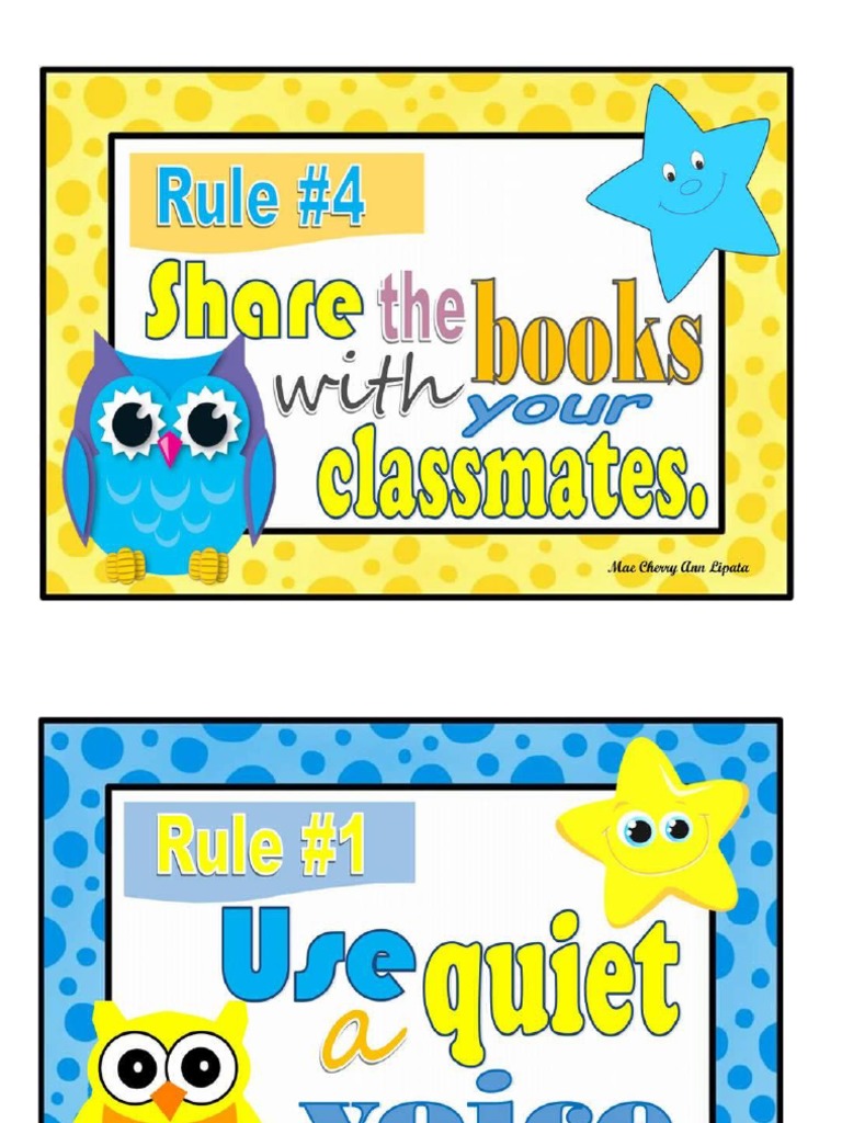 Reading Corner RULES & WELCOME | PDF