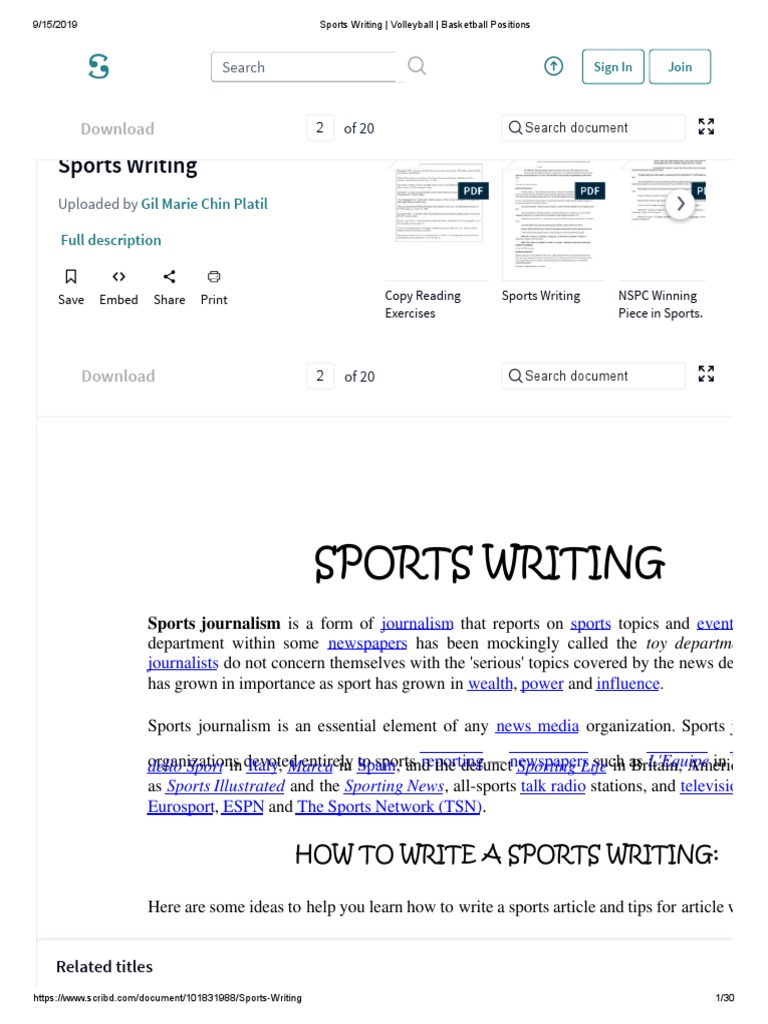 Sports Writing - Volleyball - Basketball Positions | PDF | Athletic ...