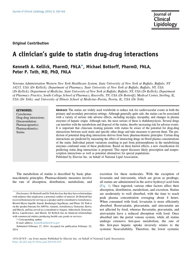 A Clinician's Guide To Statin Drug-Drug Interactions | PDF | Statin ...