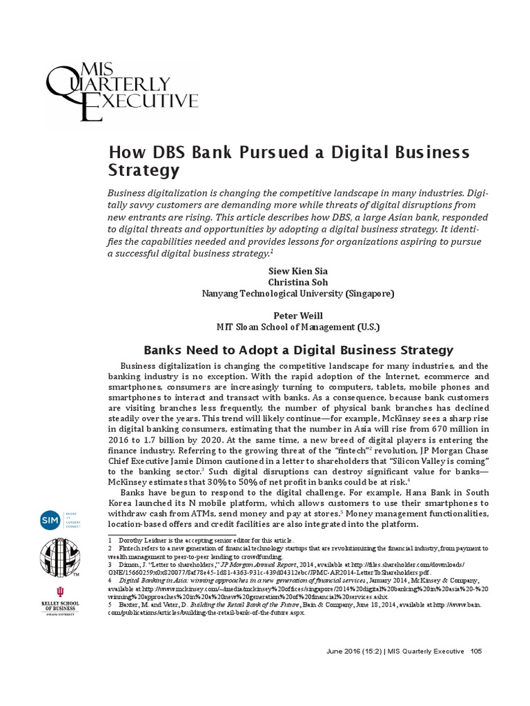 A1 - 2 - SIa Et Al - How DBS Bank Pursued A Digital Business Strategy ...