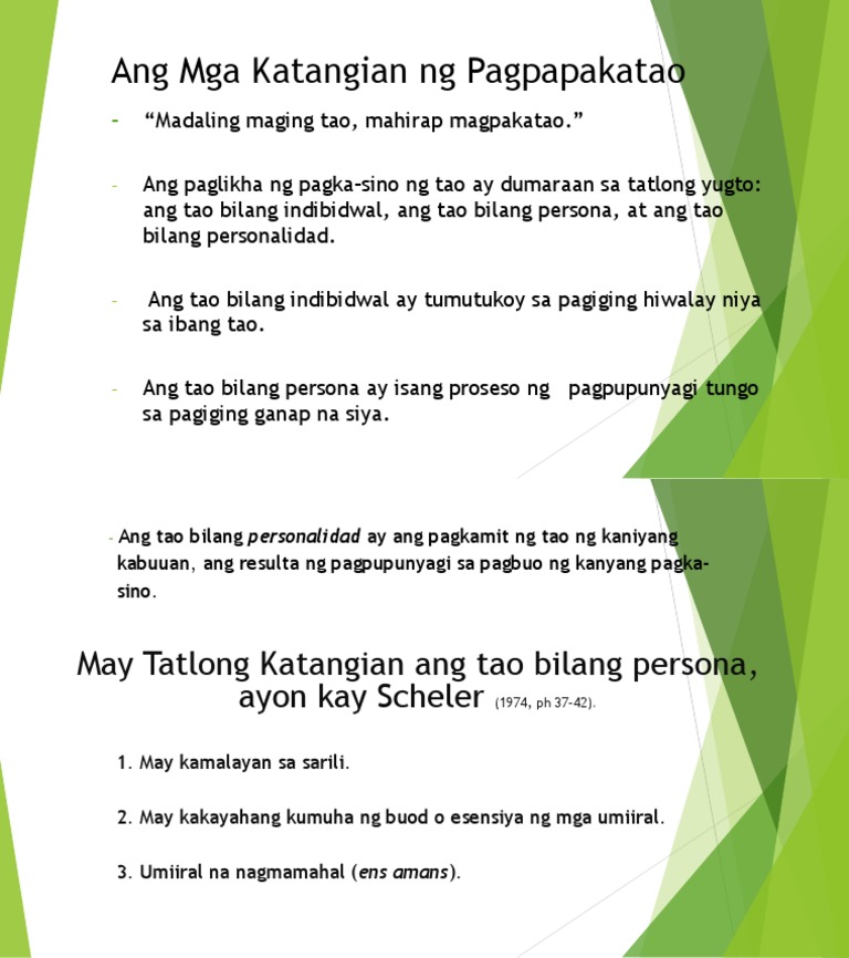 Ang Mga Katangian NG Pagpapakatao | PDF