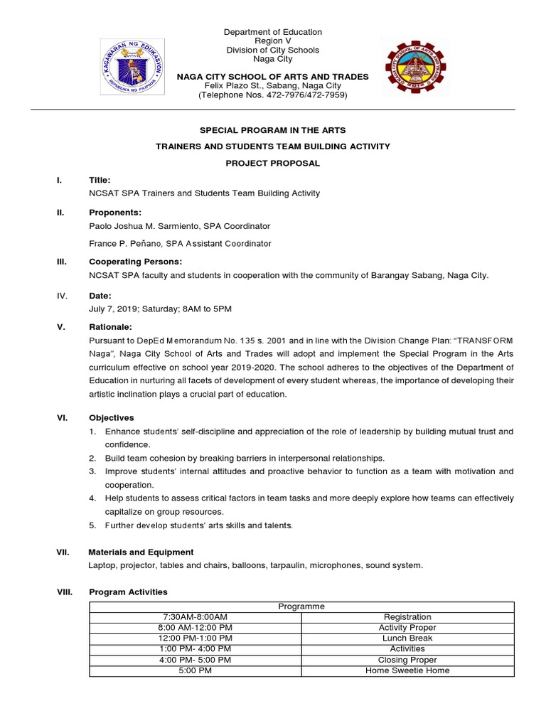 Sample Project Proposal | PDF | Team Building | Action (Philosophy)