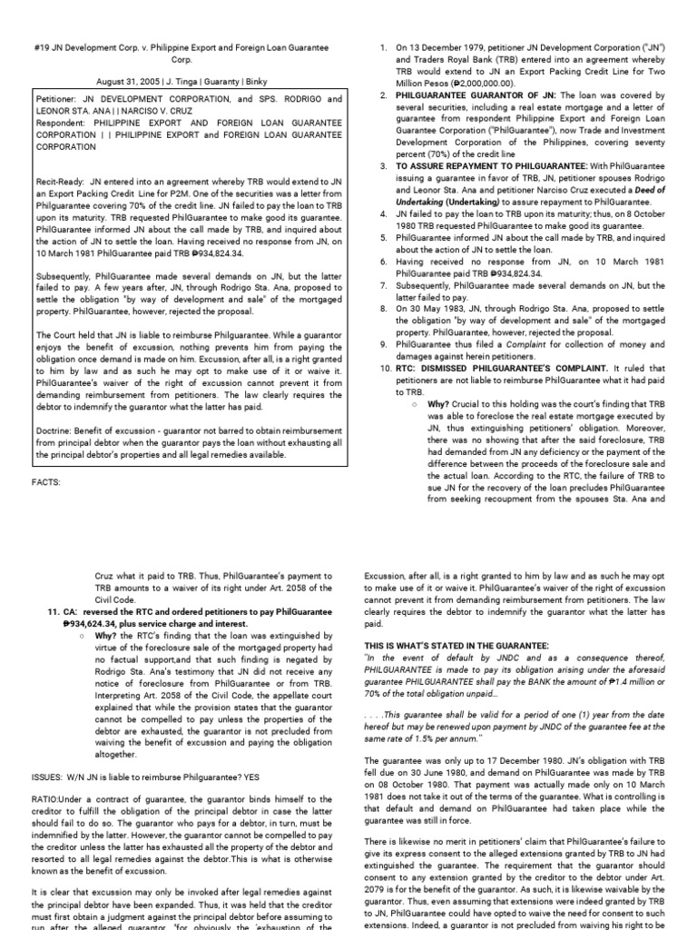 The Court Holds Debtor Liable to Reimburse Guarantor Despite Benefit of ...
