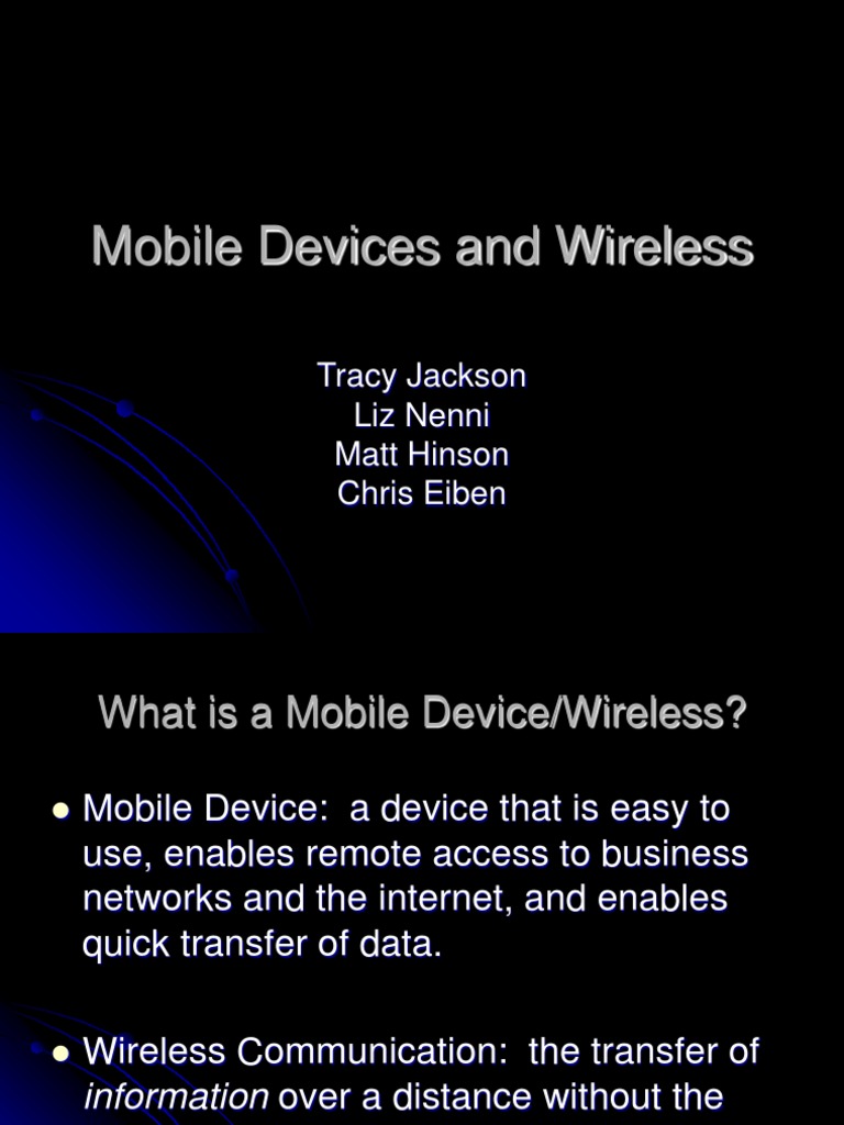 Mobile Devices and Wireless | PDF | Wireless Lan | Mobile Phones