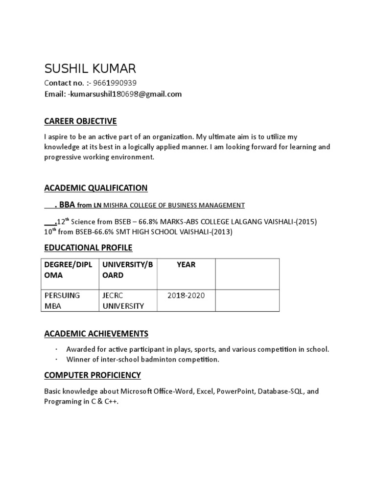 Curriculum Vitae of Ravi | PDF
