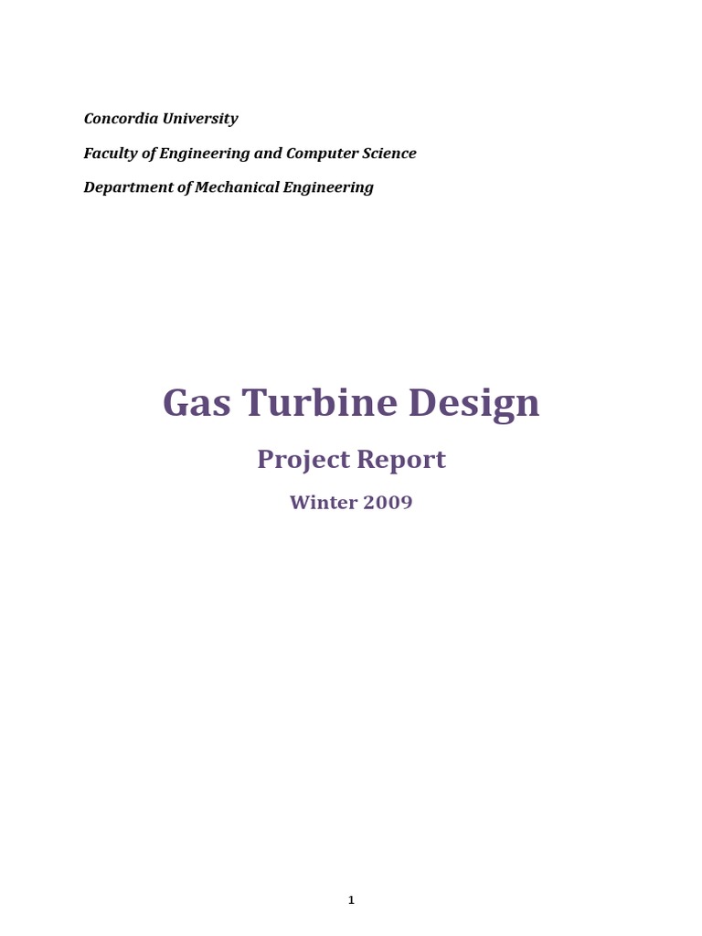 Gas Turbine Design Report | PDF | Turbine | Energy Technology