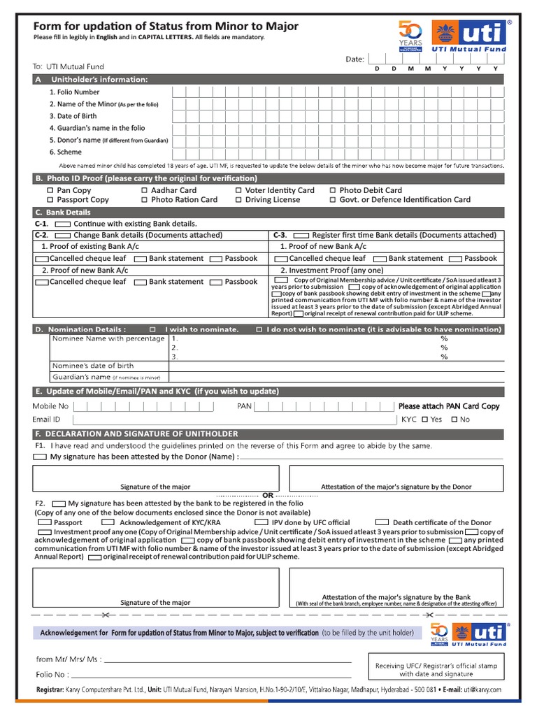 Form For Updation of Status Minor To Major20180406-152223 | PDF ...