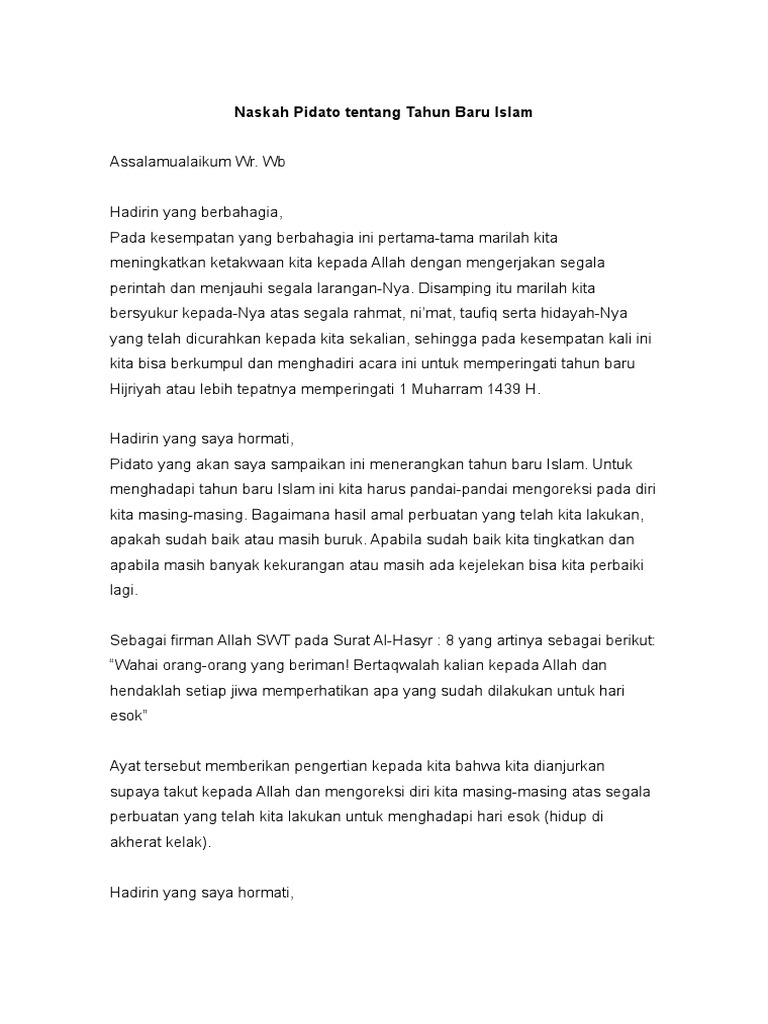 Naskah Pidato Tentang Tahun Baru Islam | PDF