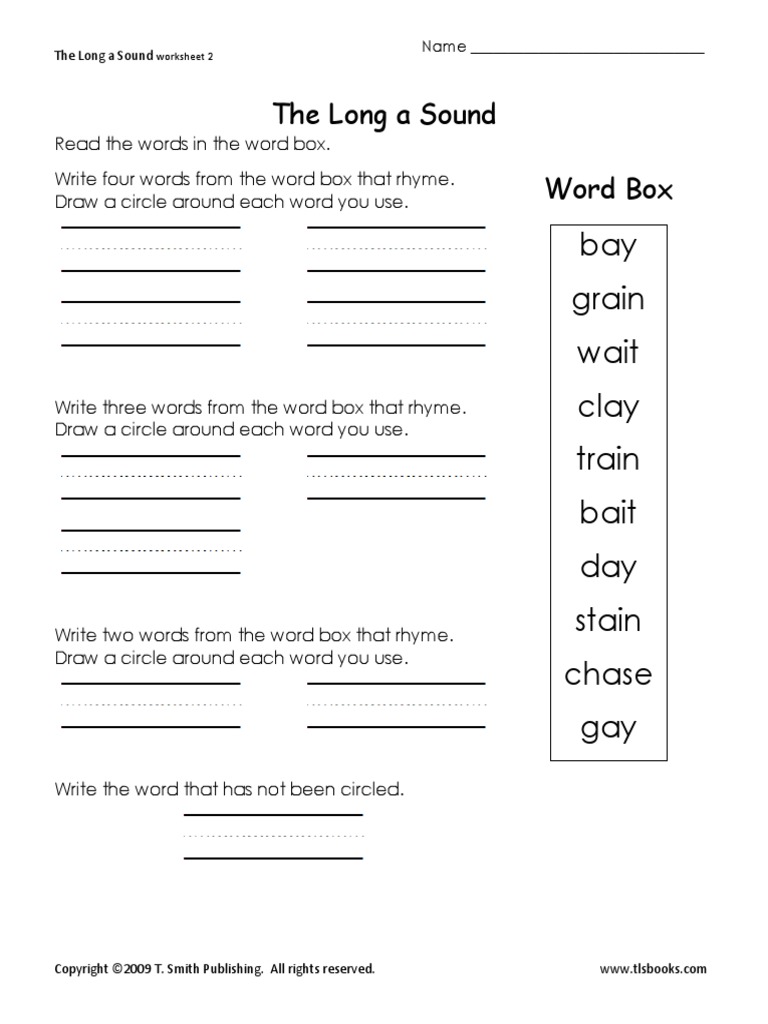 Long A Sound Sworksheet 2 | PDF | Copyright Law | Law