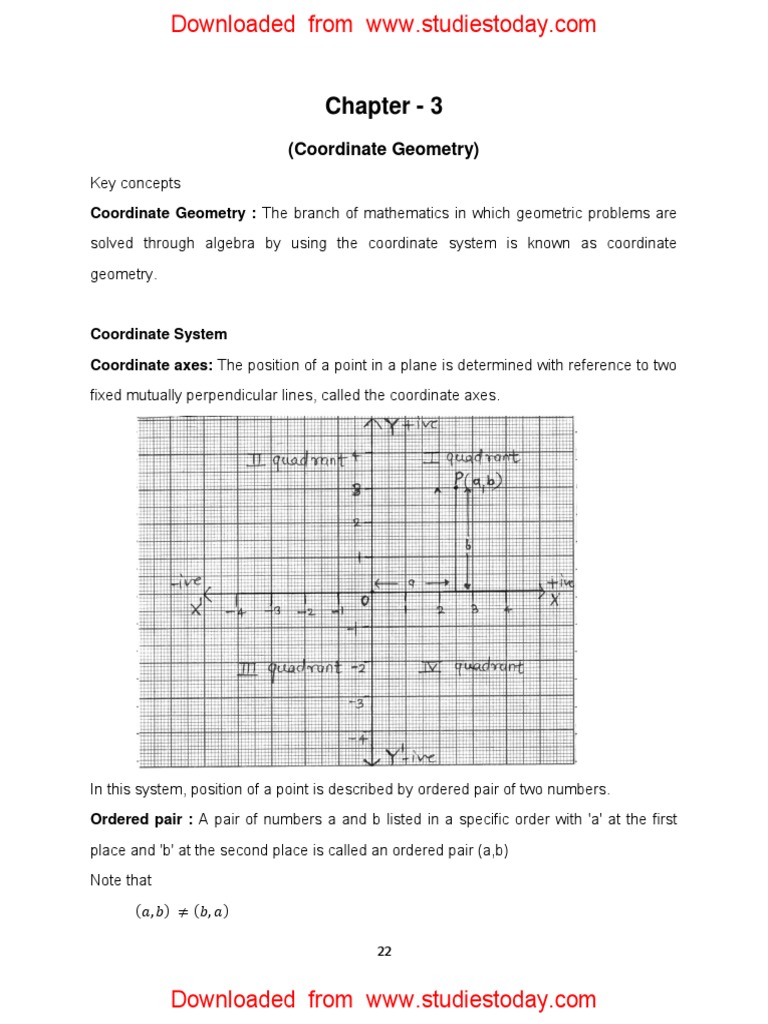 CBSE Class 9 Mathematics Worksheet - Coordinate Geometry | PDF ...