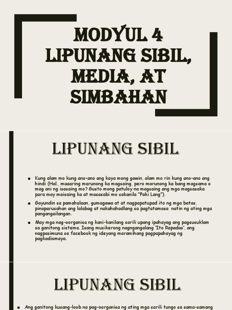 Modyul 4 Lipunang Sibil Media at | PDF