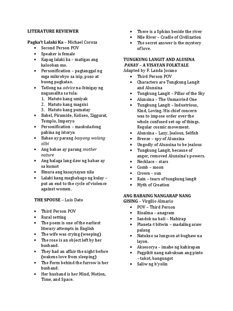 Literature Reviewer Pagka't Lalaki Ka - Michael Coroza: Silbi Nature | PDF