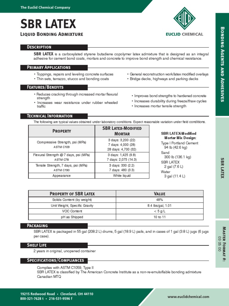 SBR Latex | PDF | Concrete | Mortar (Masonry)