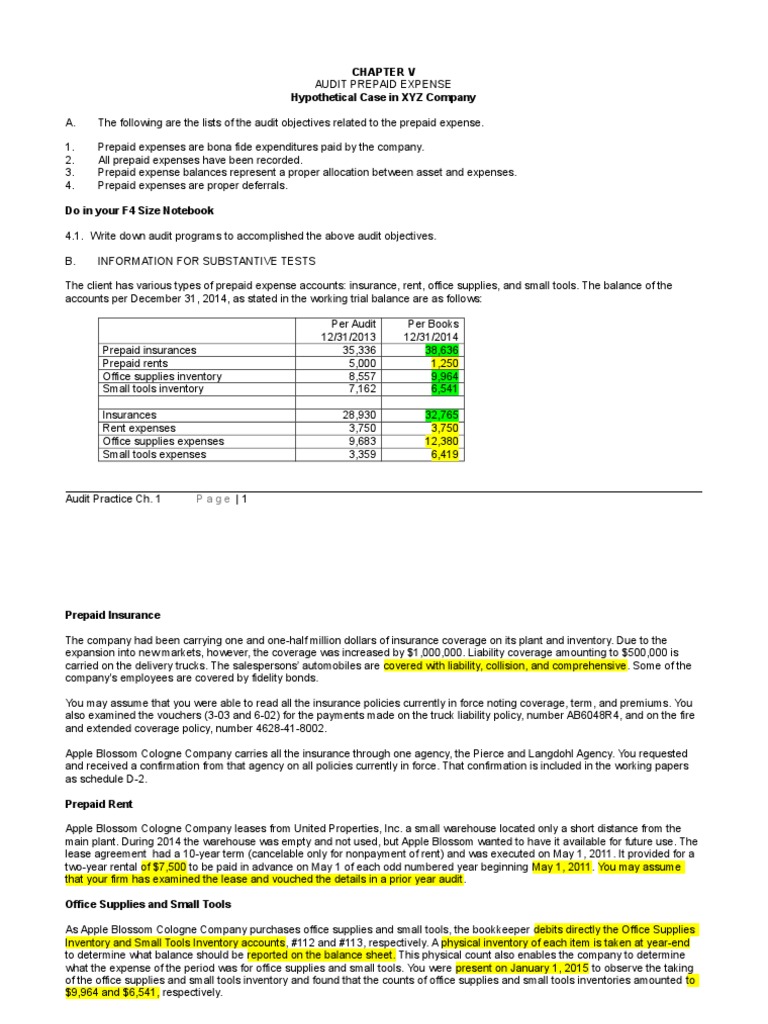 Chapter V Audit Prepaid Expense | PDF | Deferral | Insurance