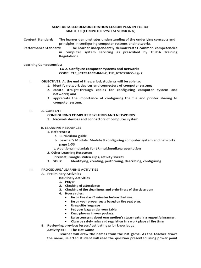 Semi Detailed Lesson Plan 21 | PDF | Computer Network | Computer File