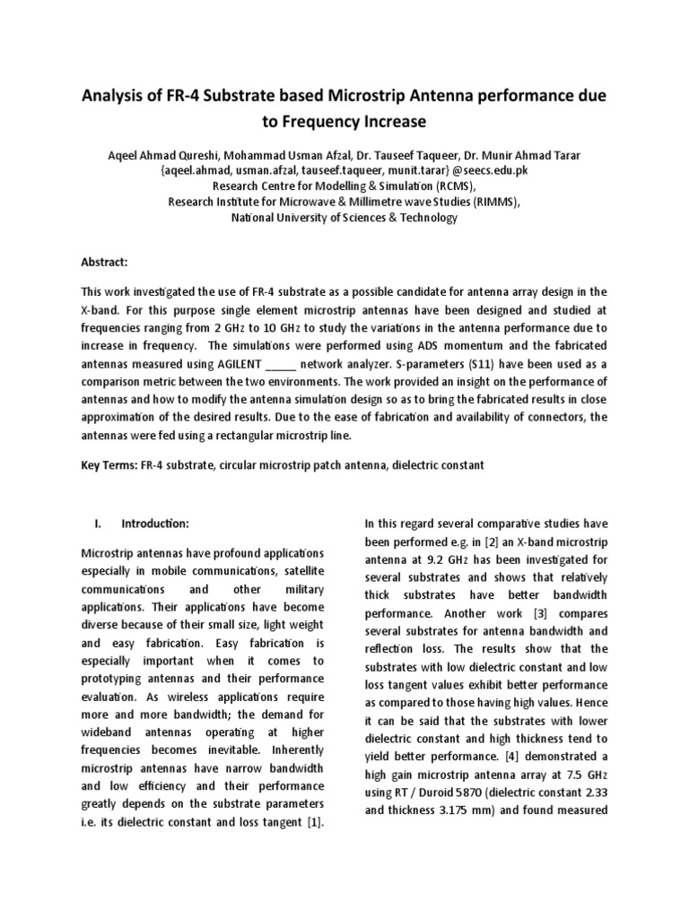 Analysis of FR-4 Substrate Based Microstrip Antenna Performance Due To ...