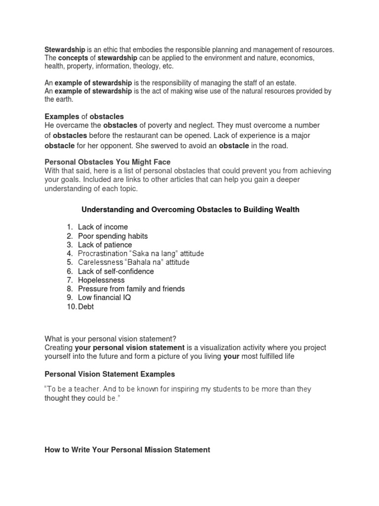 Stewardship.docx | Goal | Goal Setting