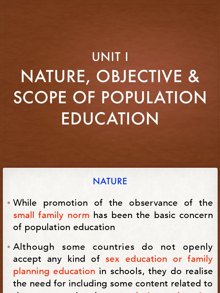 Objectives and Scope of Population Education | PDF | Economic ...