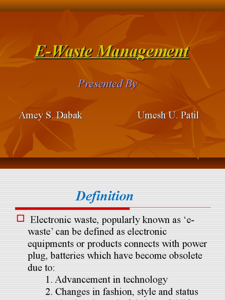 E Wastemanagement1 | PDF | Electronic Waste | Electronics