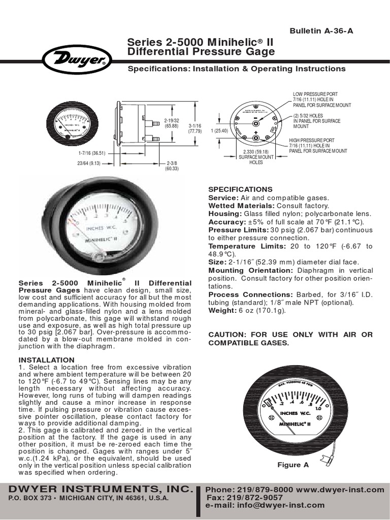 Series 2-5000 Minihelic II Differential Pressure Gage: Bulletin A-36-A ...