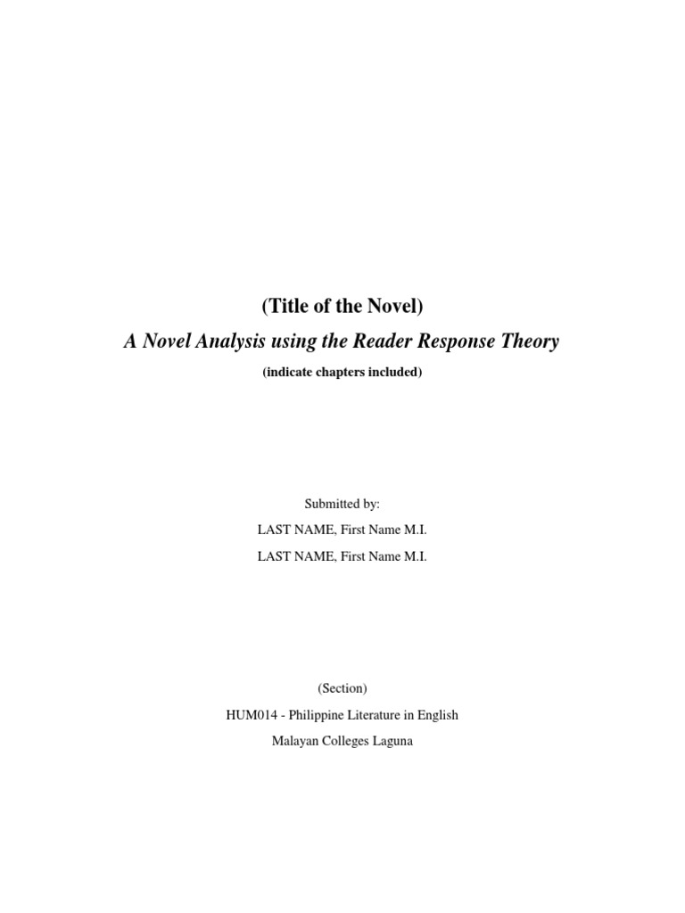 Novel Analysis: Reader Response Theory | PDF | Classics