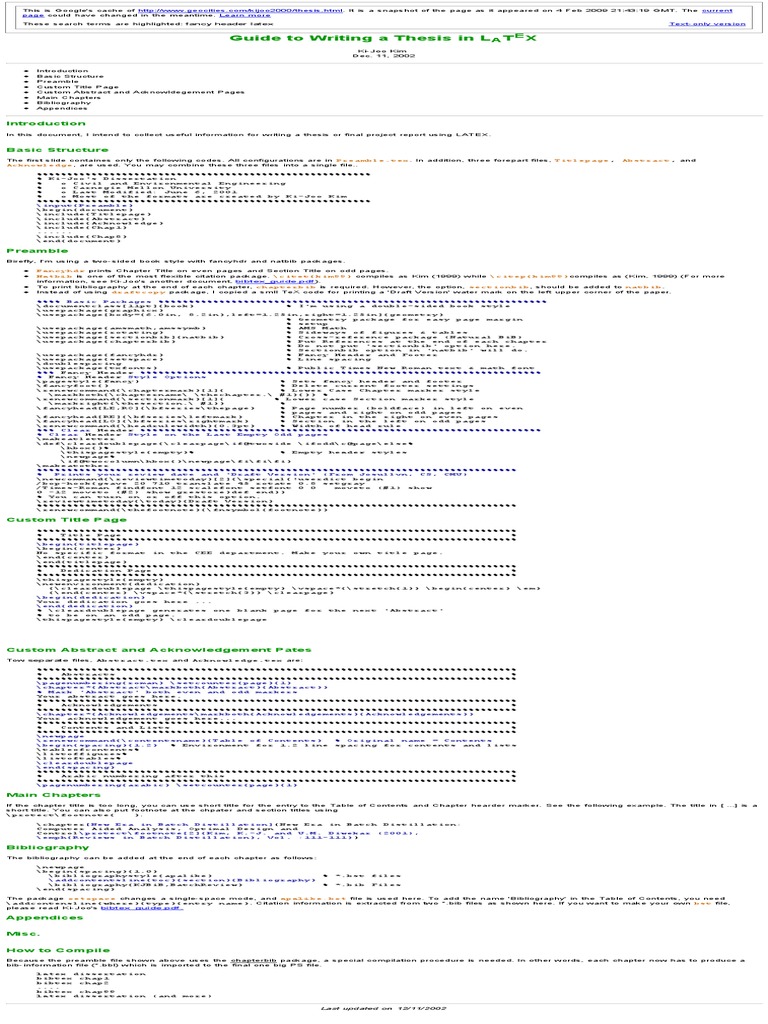 Thesis In Latex | Pdf | Written Communication | Software