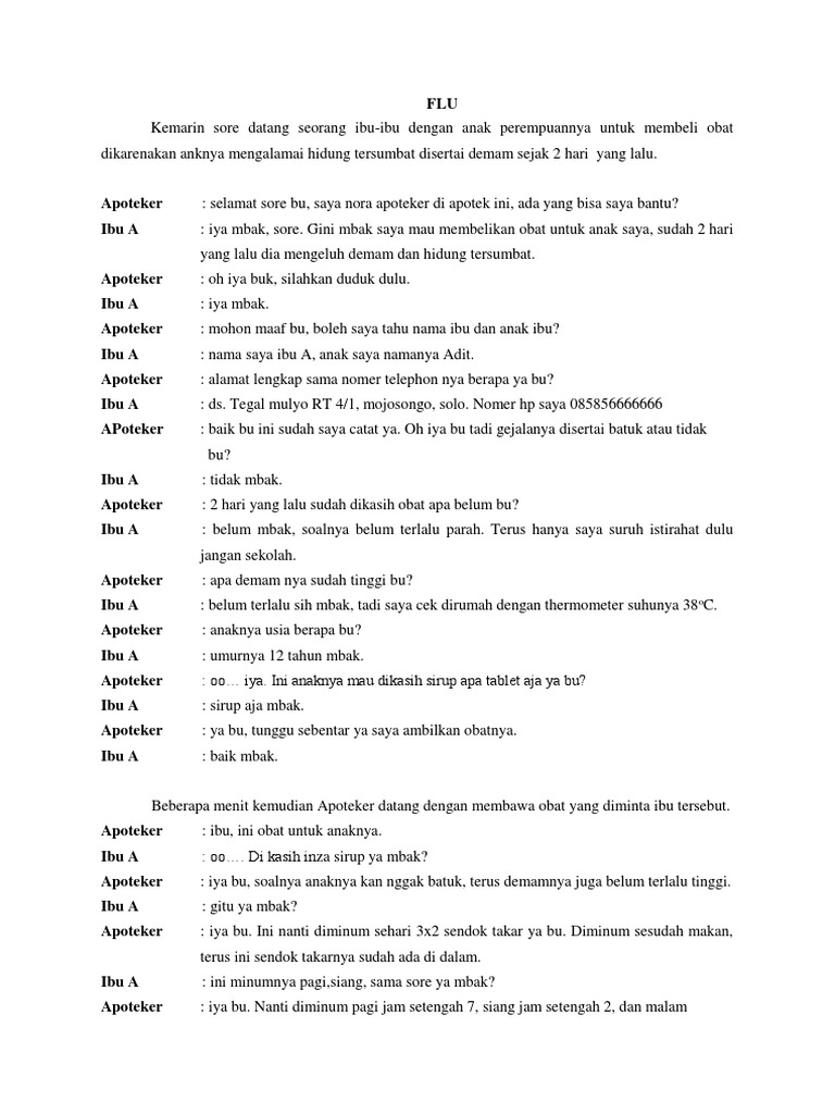 Contoh Dialog Swamedikasi | PDF