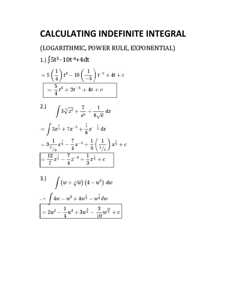 Calculating Indefinite Integral: (Logarithmic, Power Rule, Exponential ... Calculating Indefinite Integral: (Logarithmic, Power Rule, Exponential ...