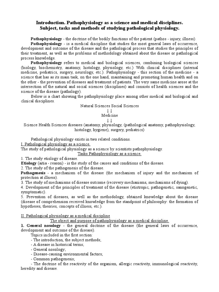 Introduction To Pathophysiology | PDF | Pathology | Experiment