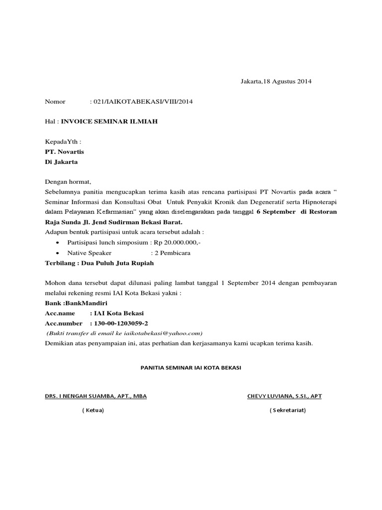 Invoice Seminar Ilmiah 2014 | PDF