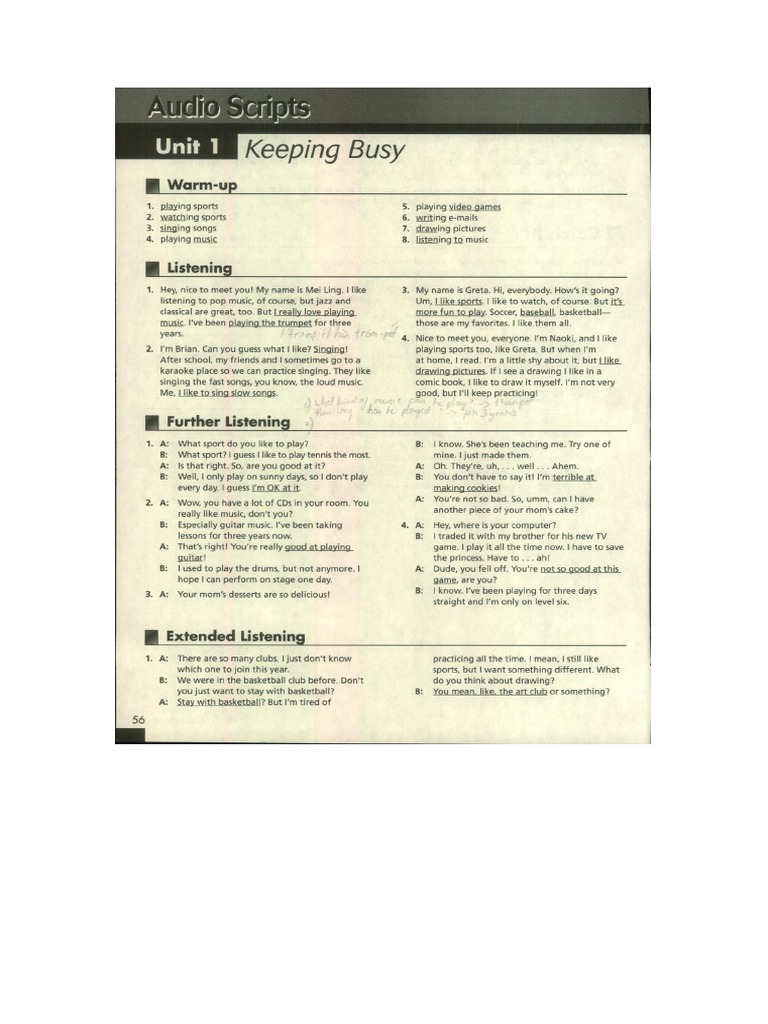 Audio Script Unit 1 - Unit 8 | PDF