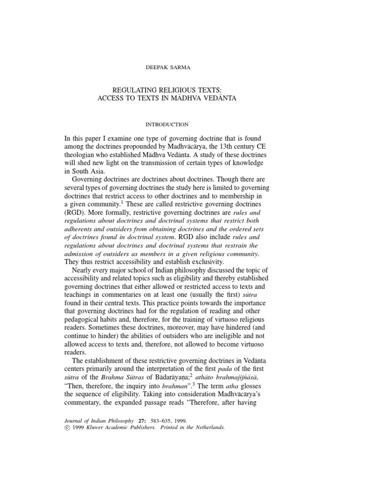 Access To Texts in Madhva Vedanta Eng | PDF | Vedanta | Shiva