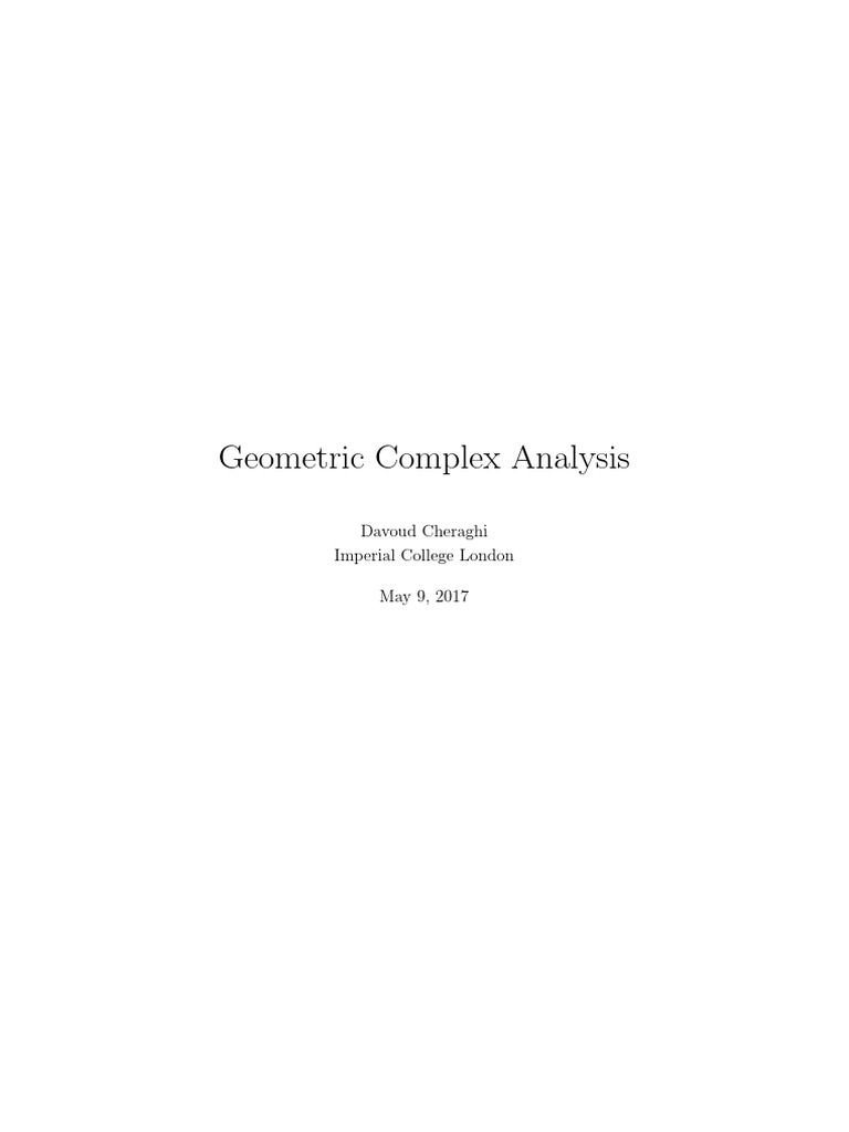 Geometric Complex Analysis | PDF | Complex Analysis | Continuous Function