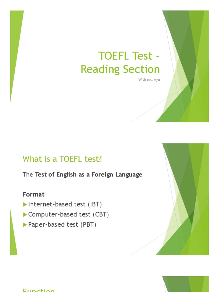 TOEFL Test - Reading Section: With Ms. Ayu | PDF