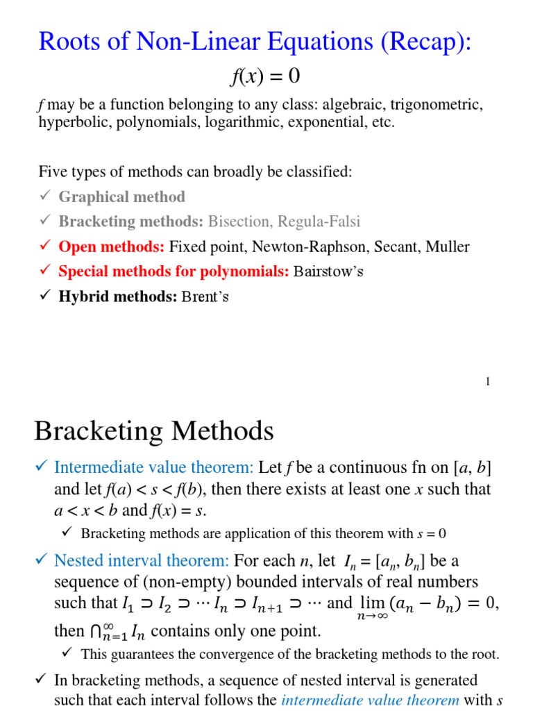 A Comprehensive Guide To Solving Non Linear Equations Using Various Numerical Methods Pdf