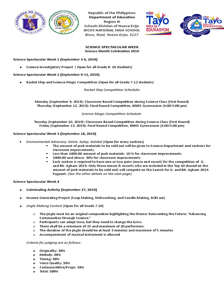 Bicos, Rizal, Nueva Ecija, 3127: Department of Education | PDF | Dances ...