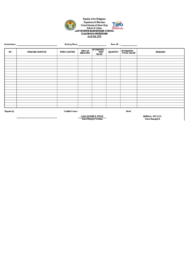 Classroom Inventory Modified | PDF | Home | Nature
