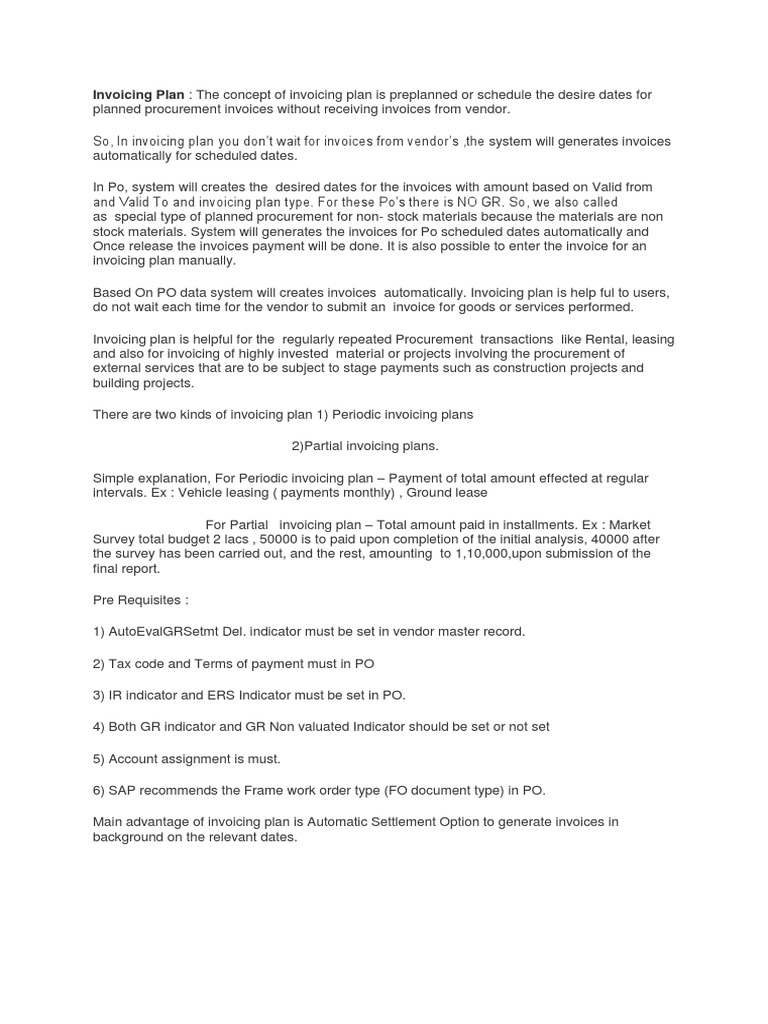 Understanding SAP Invoicing Plans | PDF | Invoice | Receipt