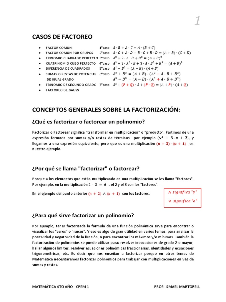 Factorización de Polinomios | PDF | Factorización | Álgebra abstracta