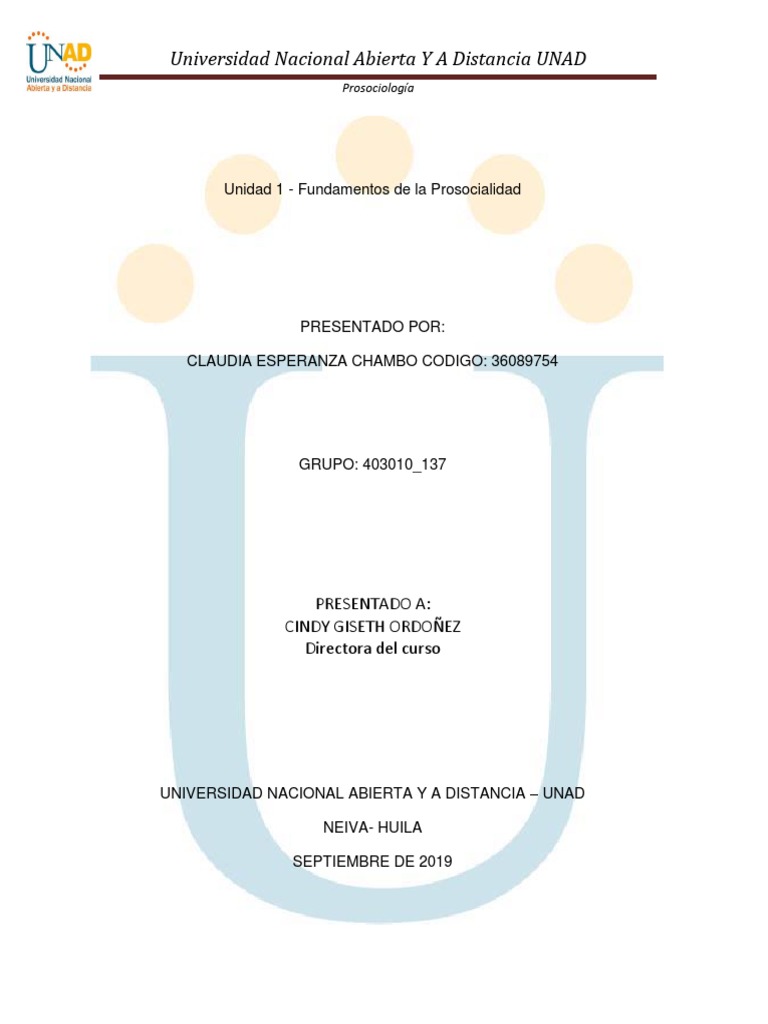 Unidad 1 - Fundamentos de La Prosocialidad | PDF | Aprendizaje ...
