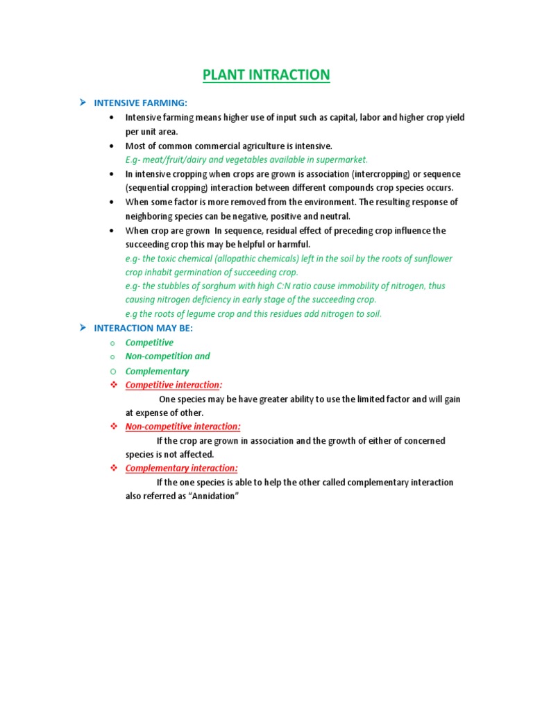 Plant Intraction | PDF