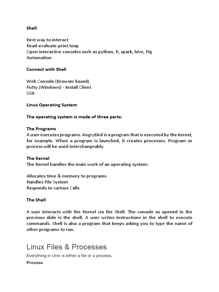 Linux Files & Processes: Shell | Download Free PDF | Shell (Computing) | Operating System