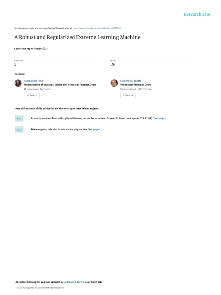 A Robust and Regularized Extreme Learning Machine | PDF | Ordinary ...