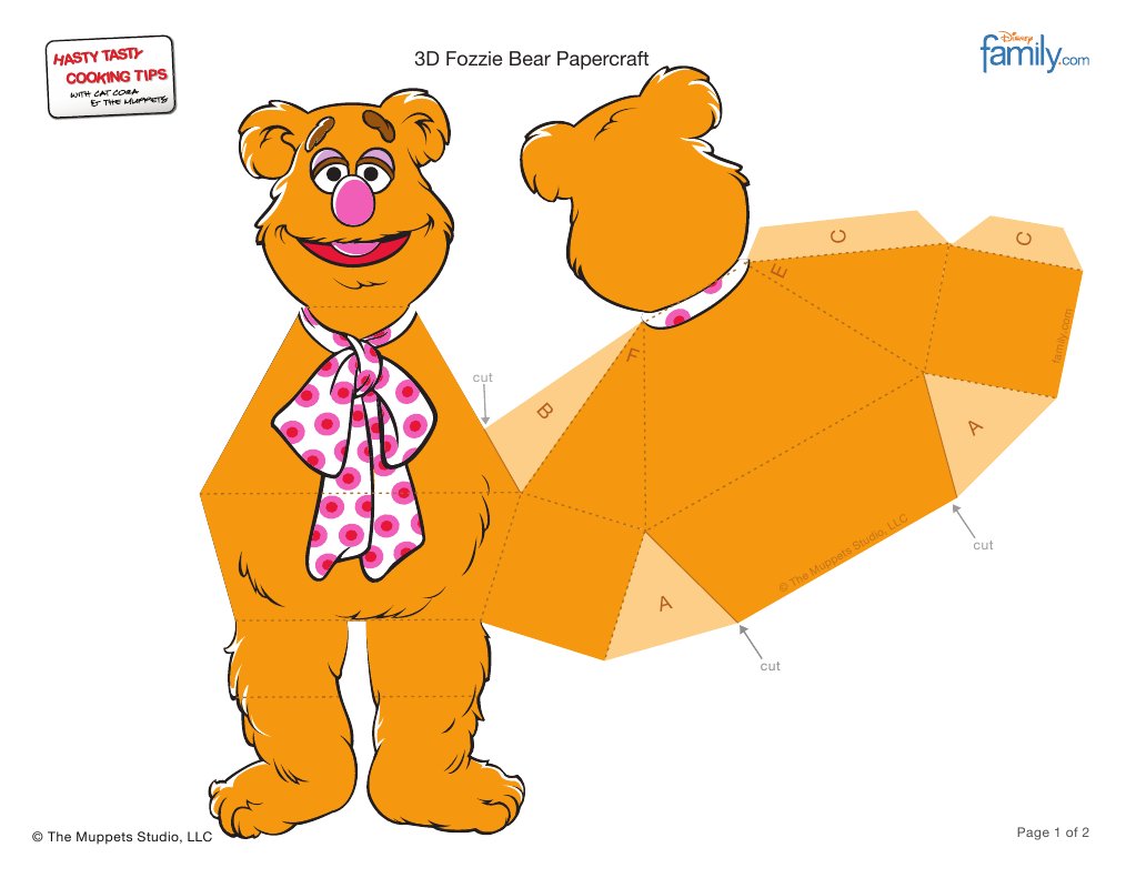 Muppet Fozzie Bear Paper Craft Printable 0710 | PDF | Physical Models ...