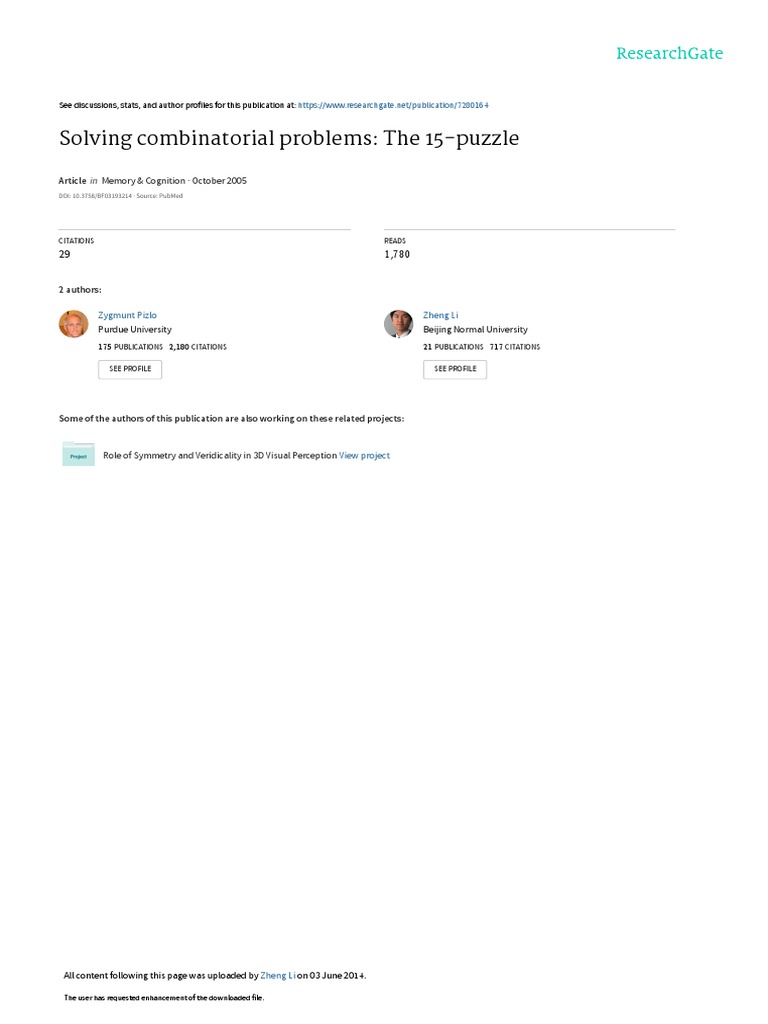 15 Puzzle Problem | Download Free PDF | Computational Complexity Theory | Heuristic