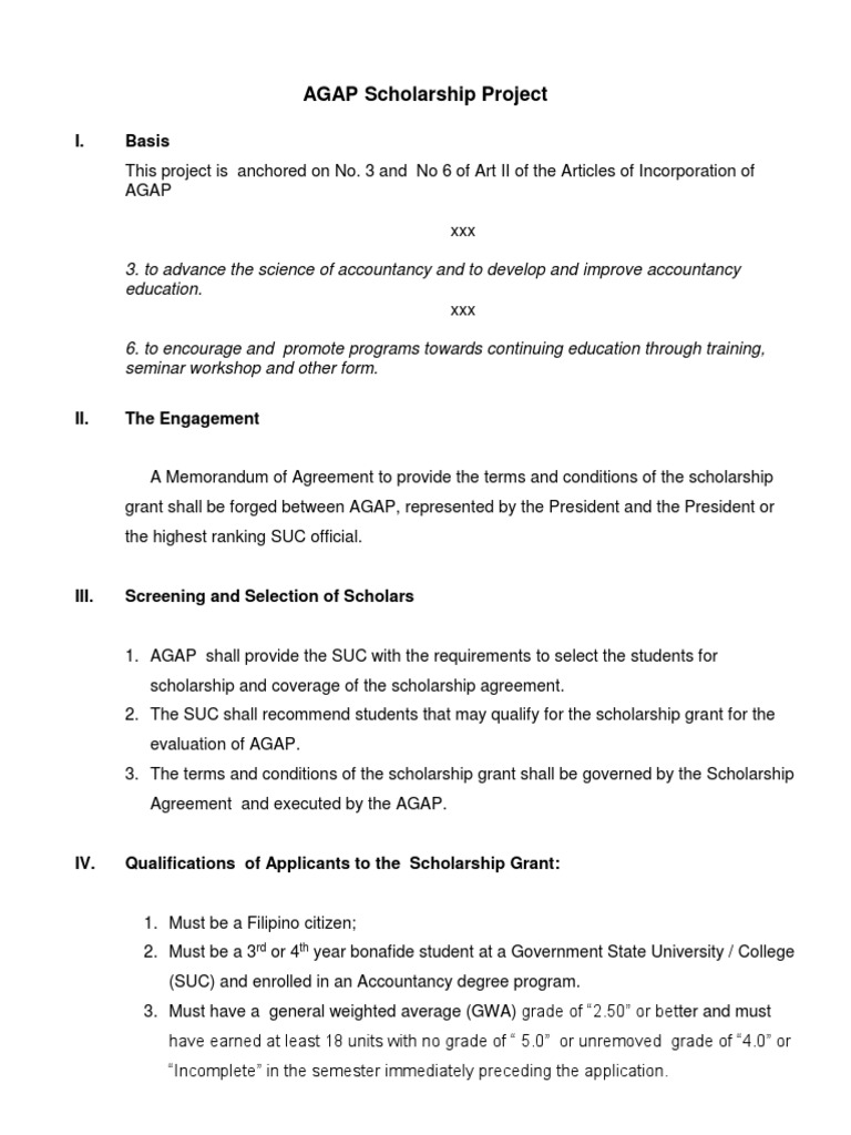 AGAP Scholarship Program | PDF | Accounting | Learning
