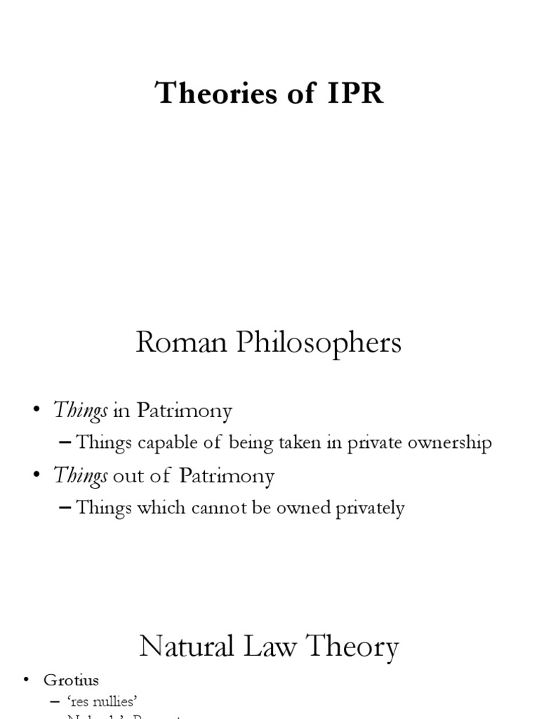 Theories of IPR | PDF | Patent | Intellectual Property