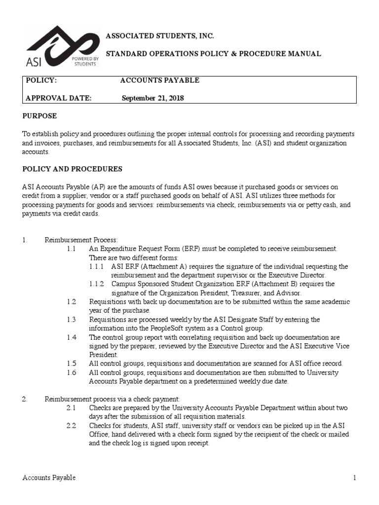 Associated Students, Inc. Standard Operations Policy & Procedure Manual ...