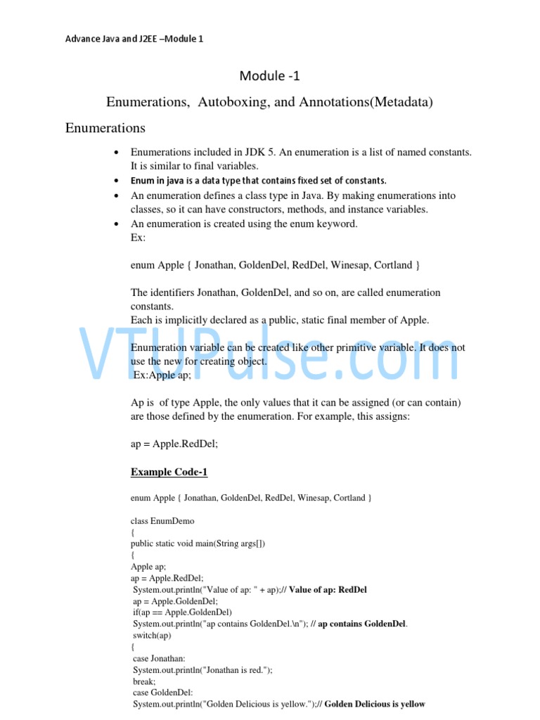 Java Enumerations and Autoboxing | PDF | Boolean Data Type | Method (Computer Programming)